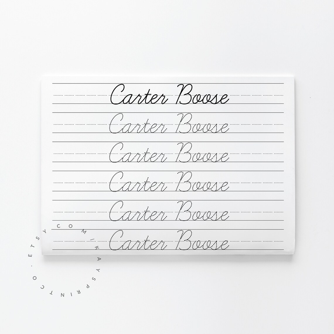 Custom Cursive Name Practice Worksheet Digital Download Name Etsy