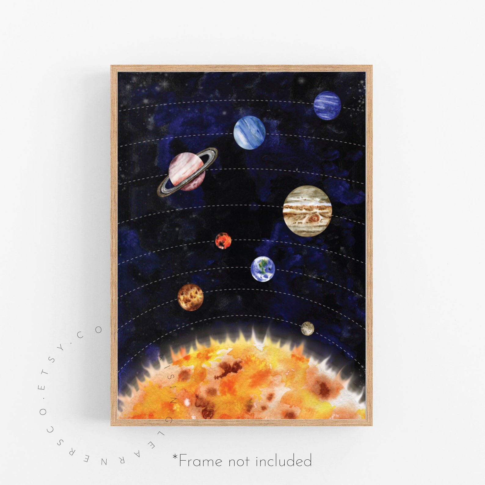 Watercolor Solar System Poster unframed / Solar System Print, Stars and ...