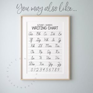 Alphabet Writing Chart Digital Poster Print / Alphabet Poster, ABC ...