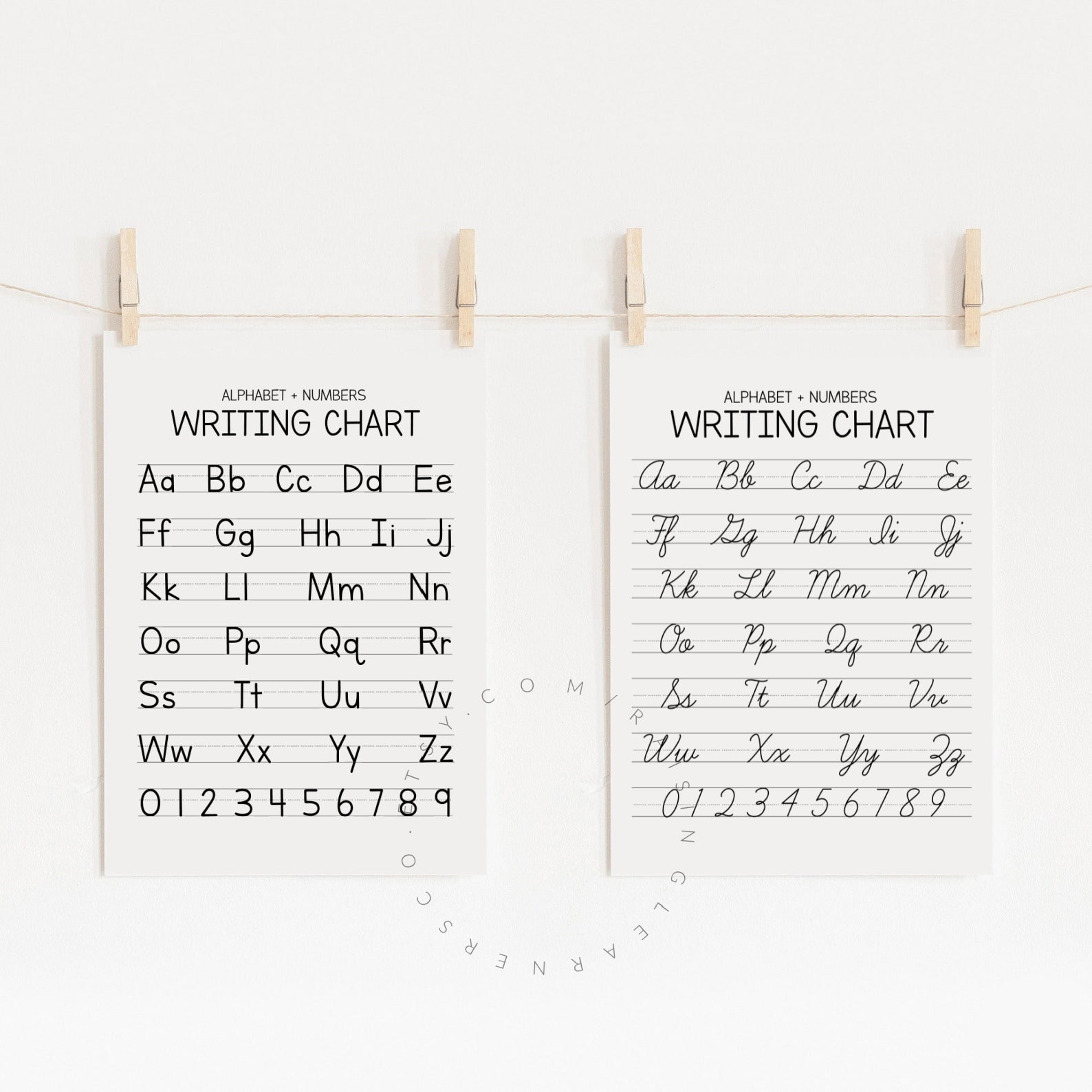 Cursive and Print Writing Charts Digital Poster Prints / | Etsy