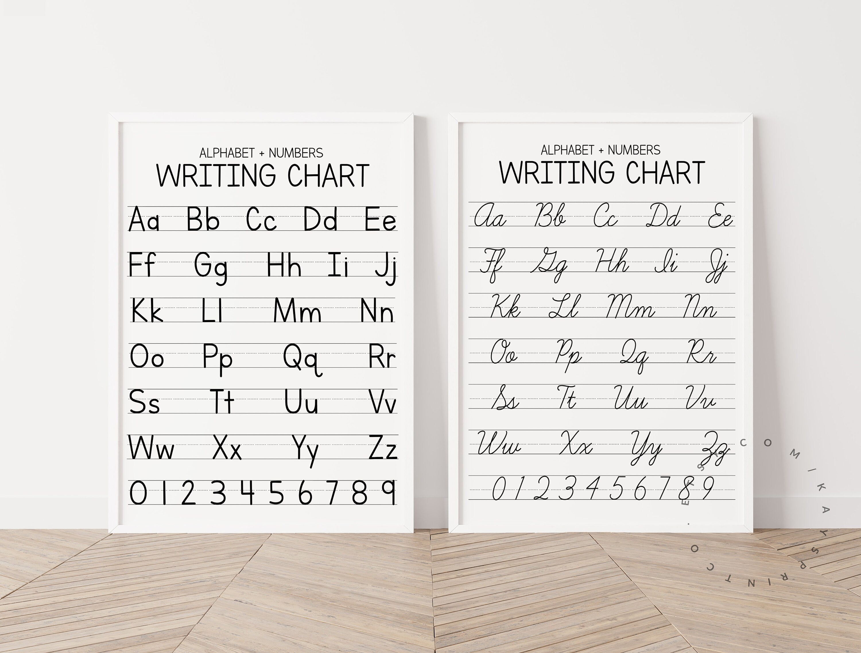 Cursive and Print Writing Charts Digital Poster Prints / | Etsy