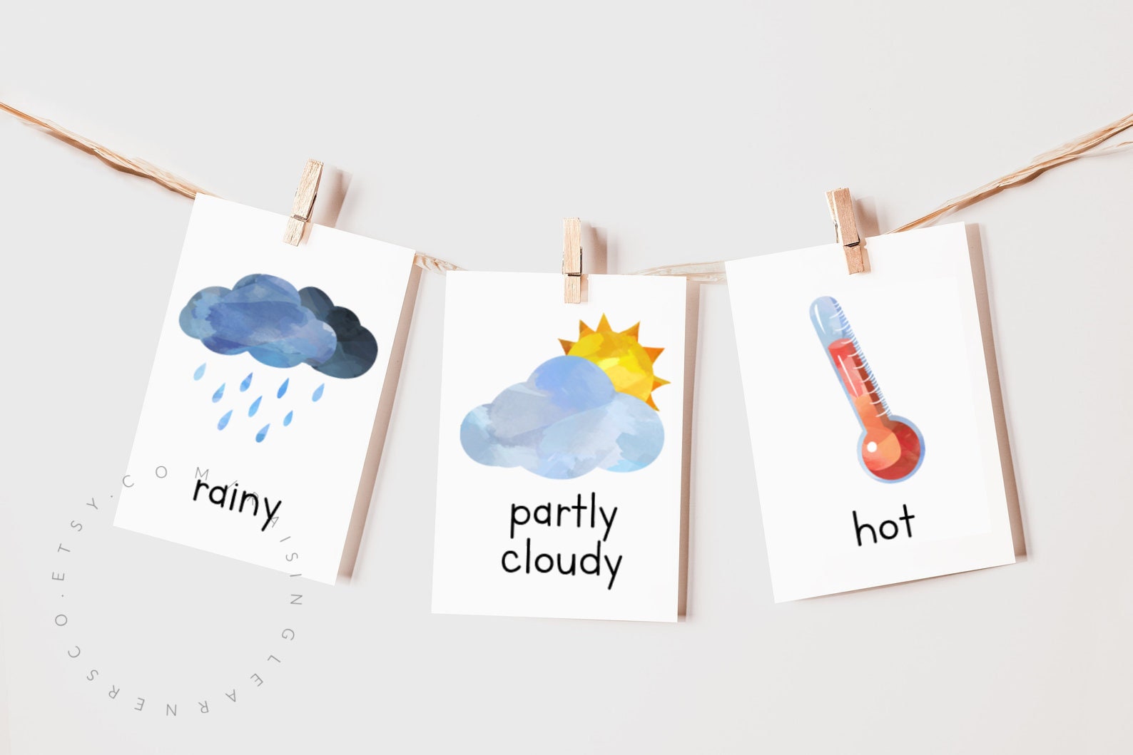 Set of 18 Weather Flashcards Printable / Weather Cards, Weather ...
