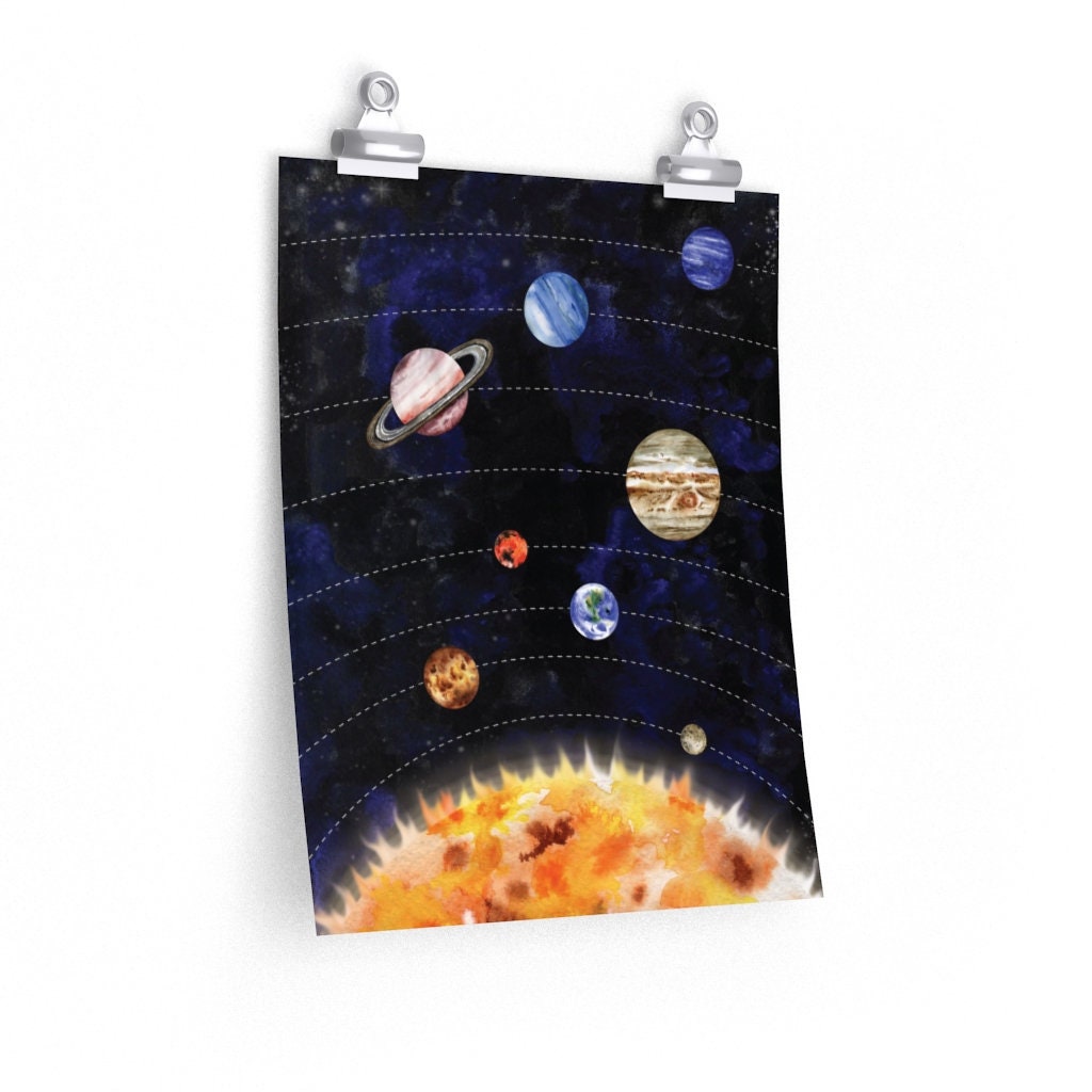 Watercolor Solar System Poster (unframed) / Solar System Print, Stars ...