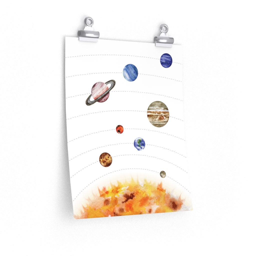 Watercolor Solar System Poster unframed / Solar System Print, Stars and ...