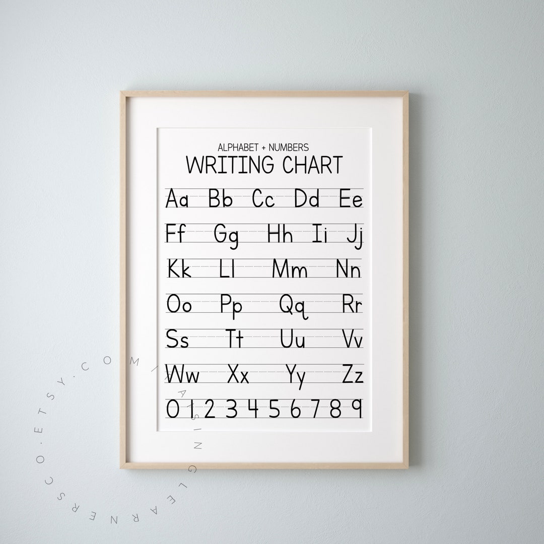 Alphabet Writing Chart Digital Poster Print / Alphabet Poster, ABC ...