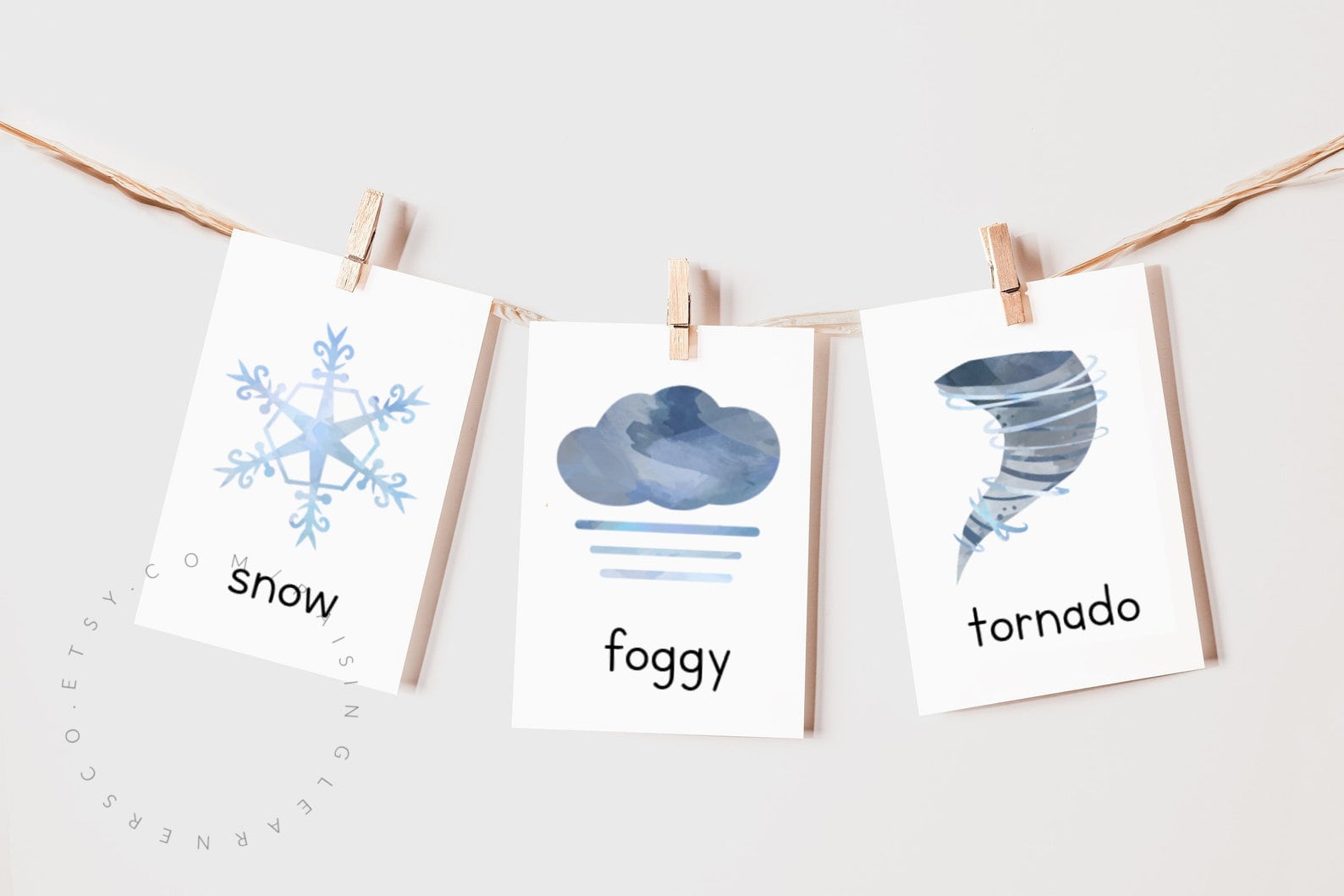 Set of 18 Weather Flashcards Printable / Weather Cards, Weather ...
