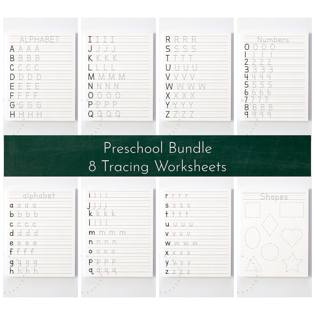 Preschool Tracing Worksheets Bundle Digital Download / ABC Practice ...