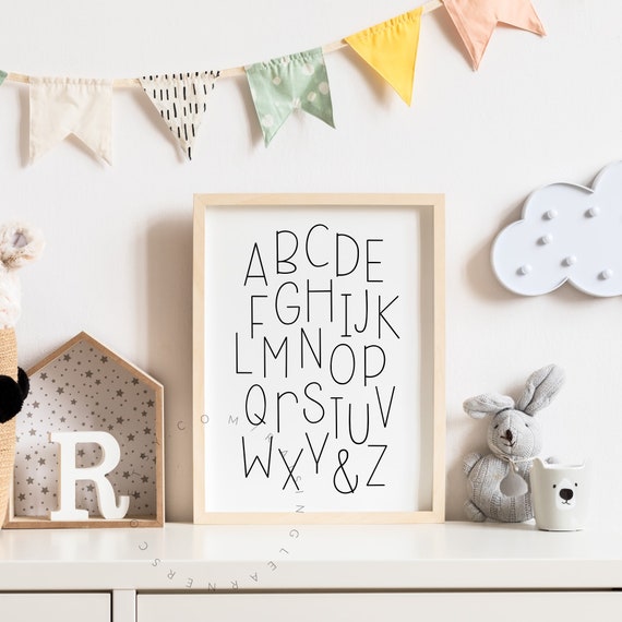 ABC Digital Art Print / Alphabet Poster Modern Nursery | Etsy