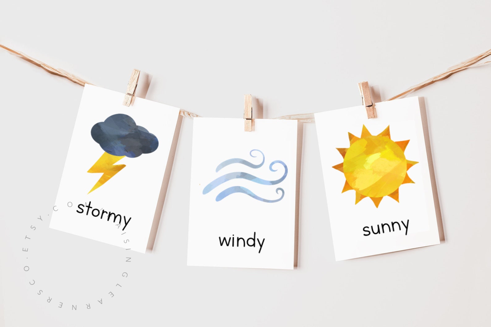 Set of 18 Weather Flashcards Printable / Weather Cards, Weather ...
