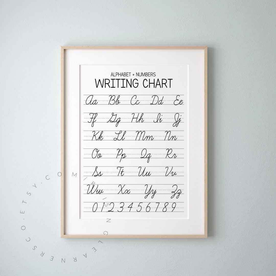 Cursive Alphabet Writing Chart Digital Poster Print / Alphabet Poster ...