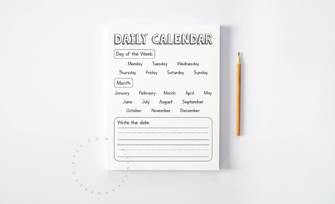 Daily Calendar Worksheet Digital Download / Circle Time Calendar ...