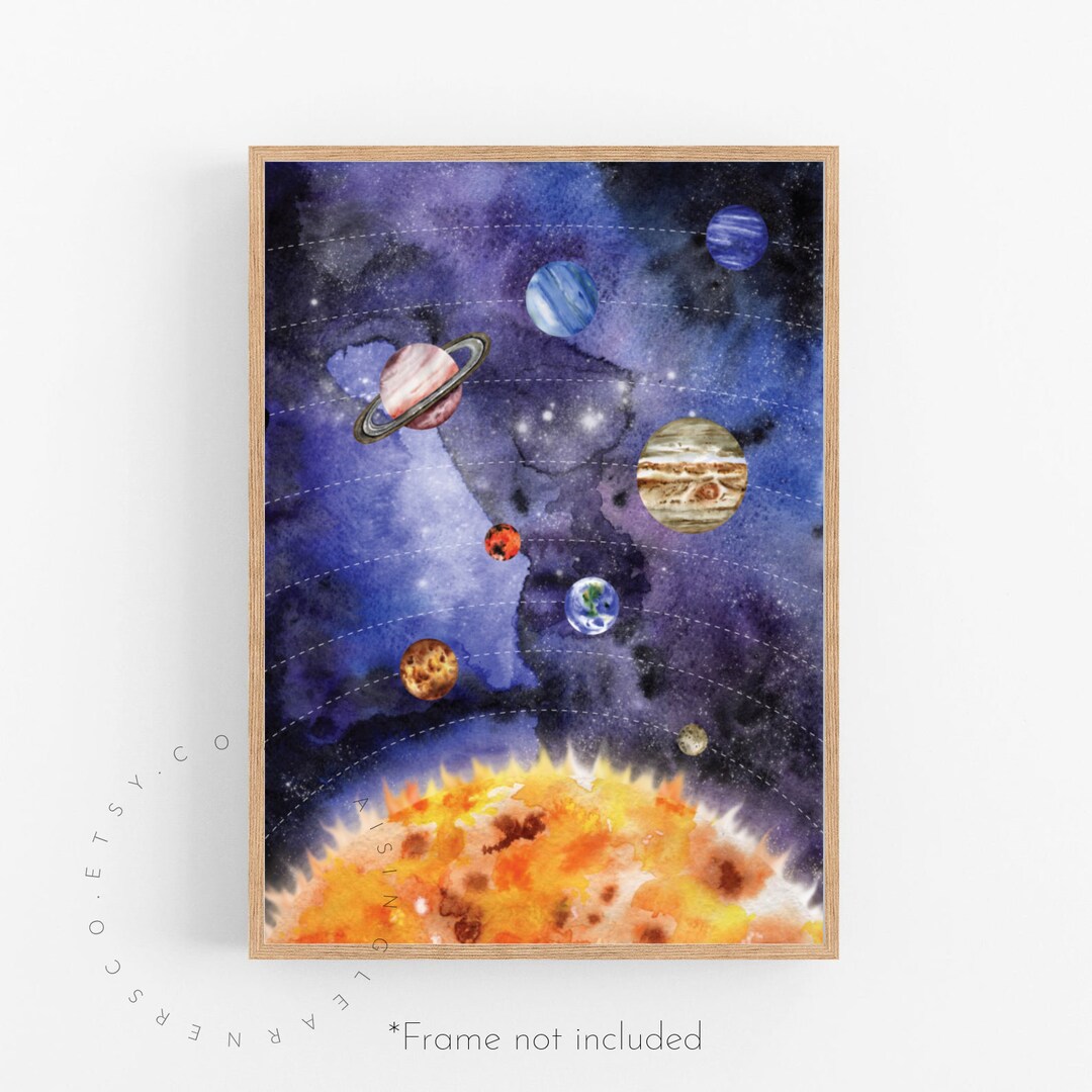 Watercolor Solar System Poster (unframed) / Solar System Print, Stars ...