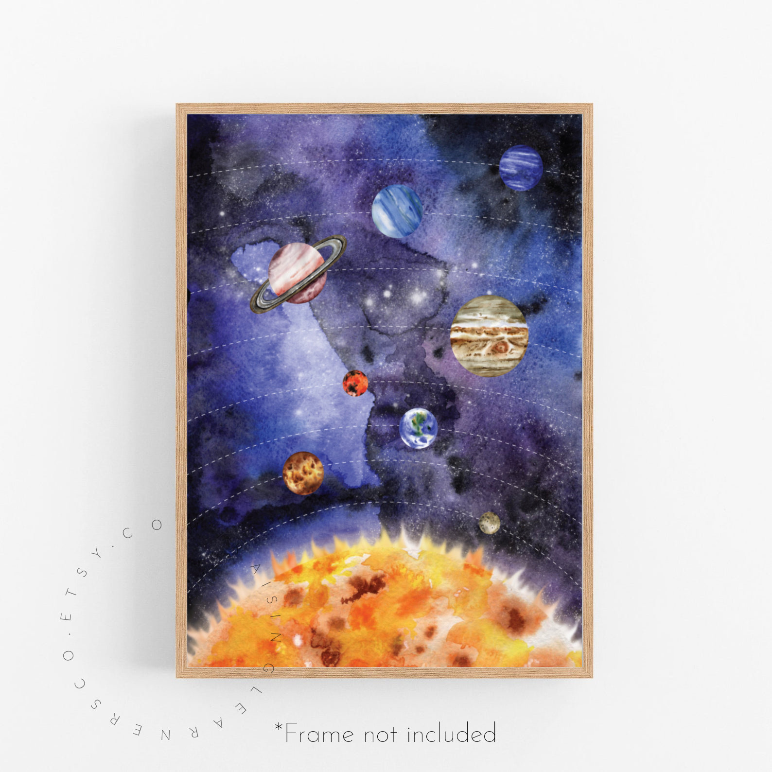 Watercolor Solar System Poster unframed / Solar System Print, Stars and ...