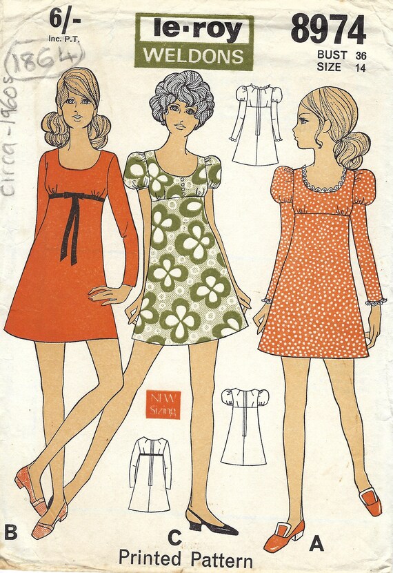 1960s Vintage Sewing Pattern B36 DRESS 1864 by Le Roy - Etsy UK