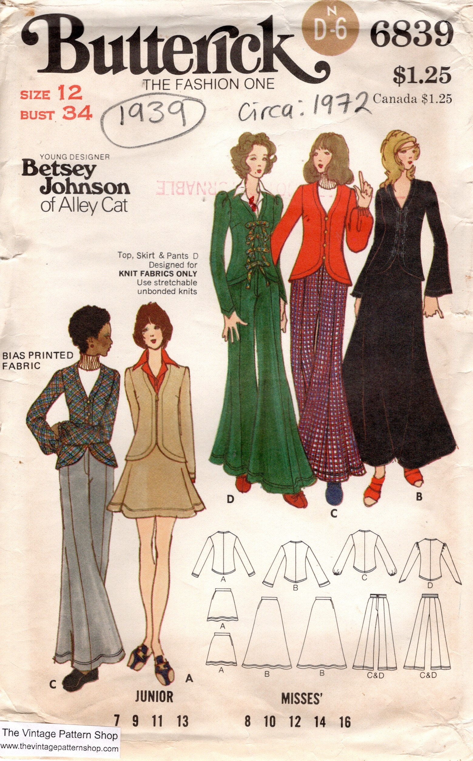 Sewing & Needlecraft Sewing Complete Uncut Vintage Sewing Pattern 1970s ...