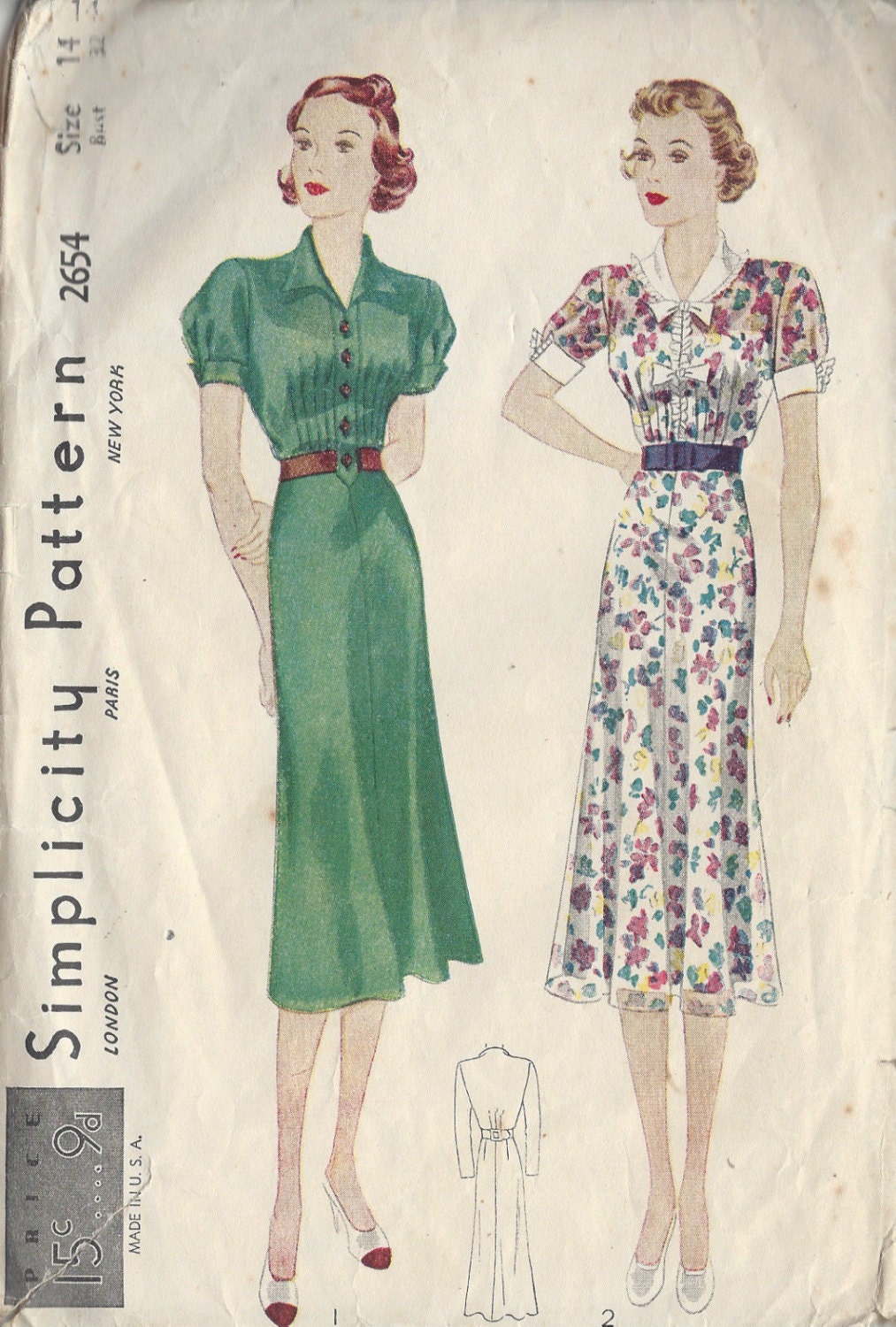 Craft Supplies & Tools 1930s Vintage Sewing Pattern Ladies' Dress ...
