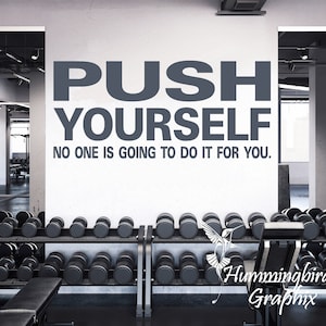 Wall Decal, Push Yourself, Gym Decal, Workout Decal, Fitness Decal ...