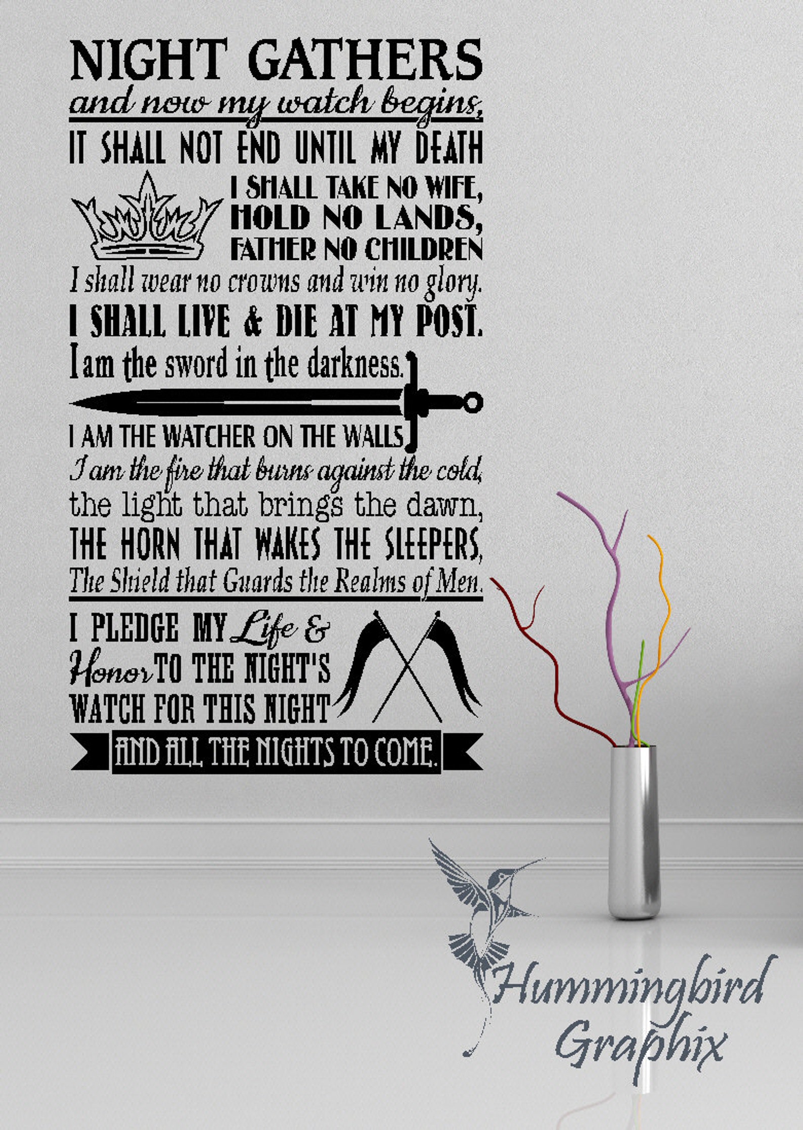 Game of Thrones Night's Watch Oath - Vinyl Wall Decal - Etsy