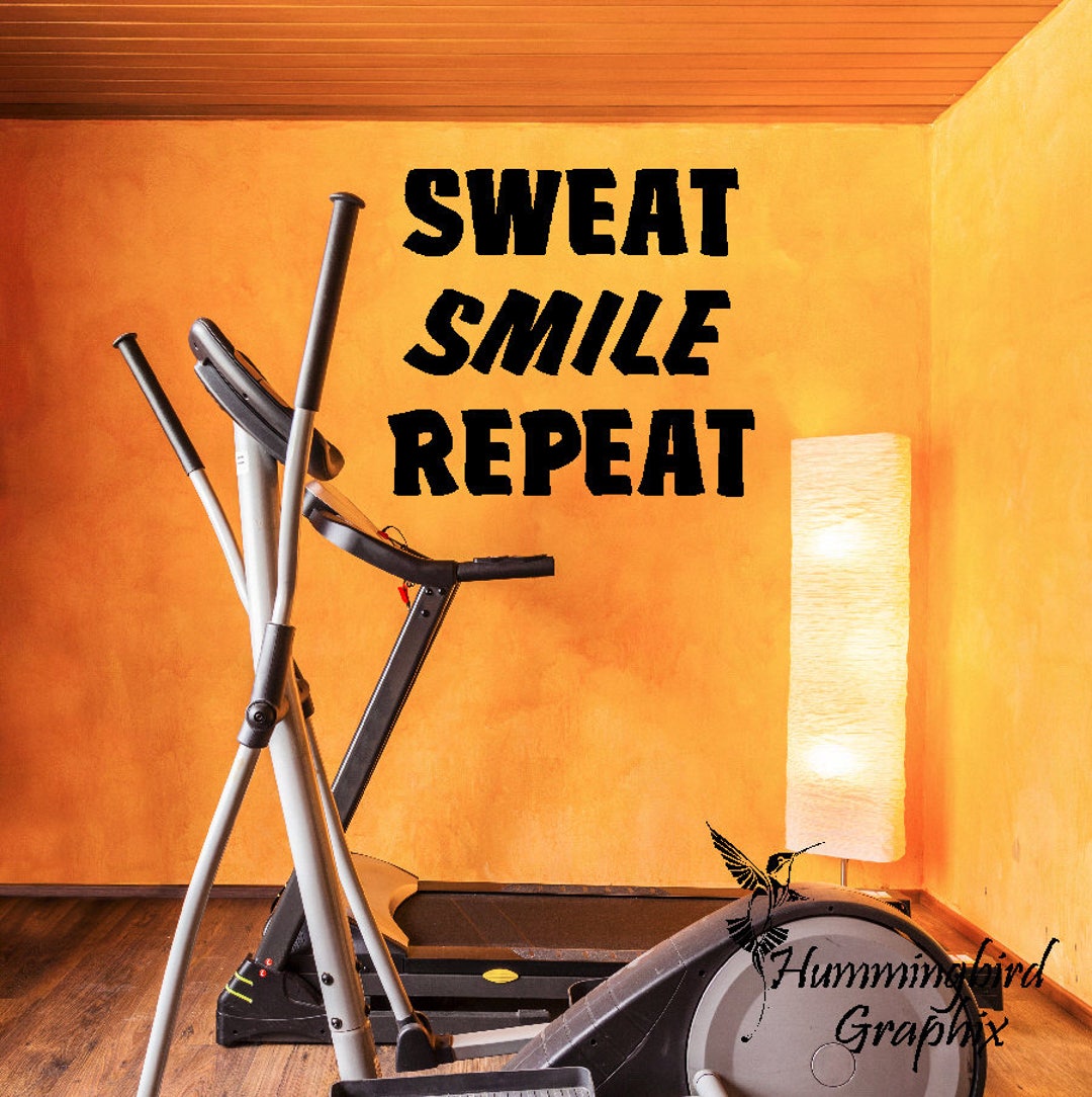 Wall Decal Sweat Smile Repeat Wall Quote Gym Decal Fitness Decal