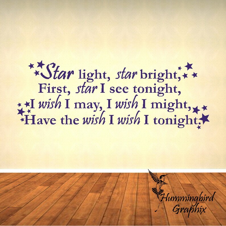 Wall Decal Star Light Star Bright First Star I See Tonight - Etsy