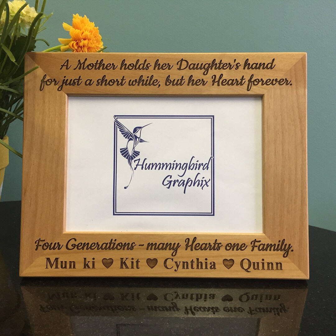 Engraved Alder Wood Picture Frame: Four Generations, Mother Daughter ...