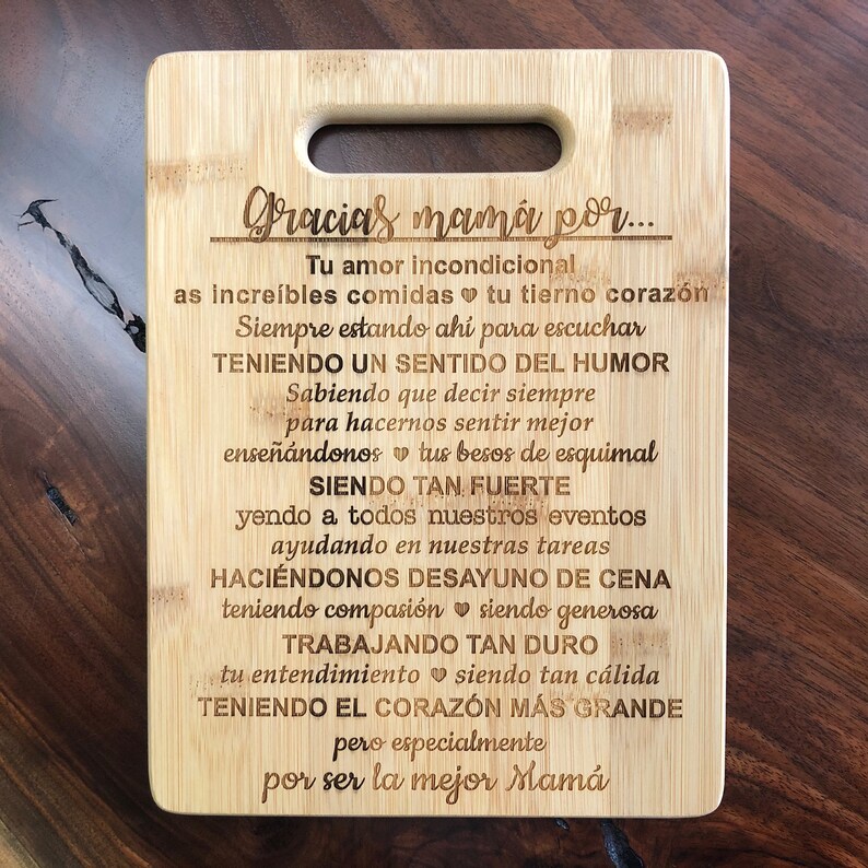 Cutting Board Thank You Mom Spanish... Mother's Day | Etsy