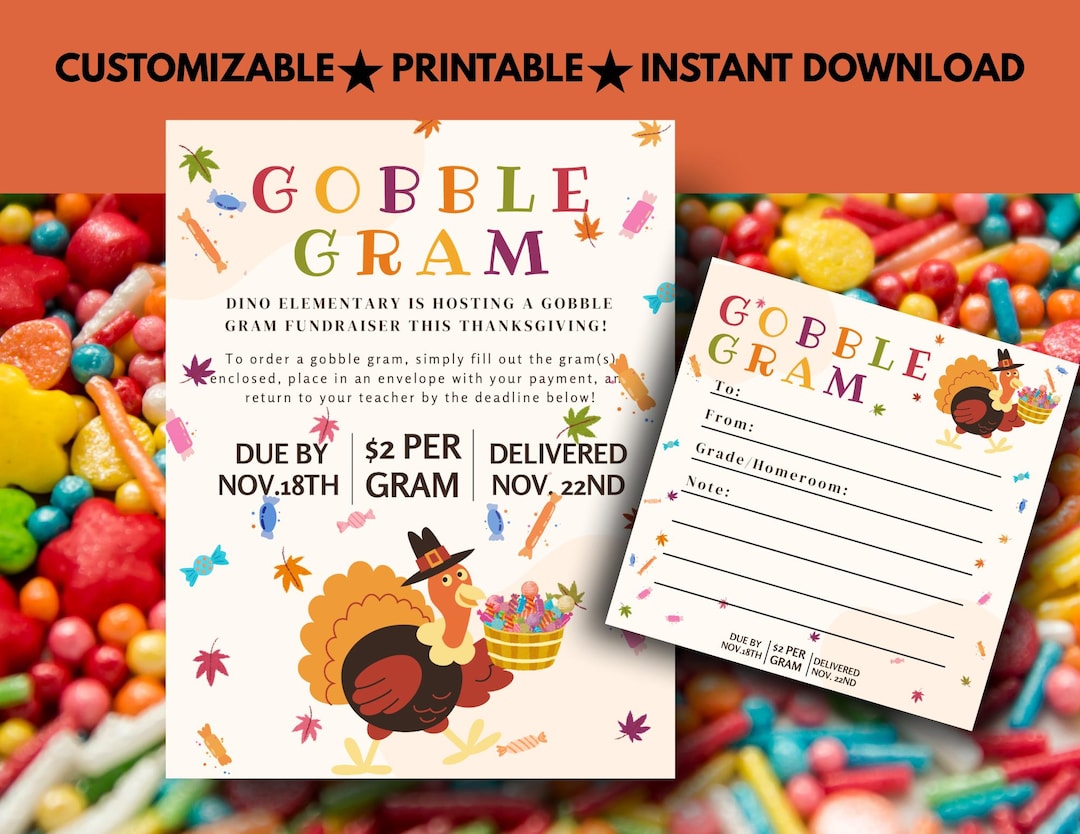 Candy Gram Template for Thanksgiving,candy Gram Flyer,fall Candy Gram ...