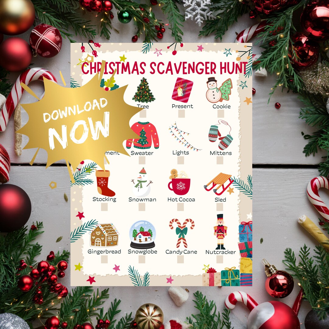 PRINTABEL Christmas SCAVENGER HUNT for Kids, Teenage Christmas ...