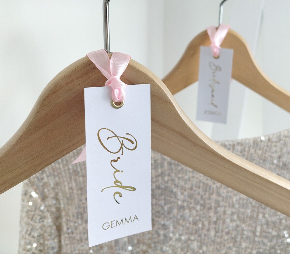 Hanger Tags for Wedding Personalised and Foiled. Bridal Party - Etsy UK