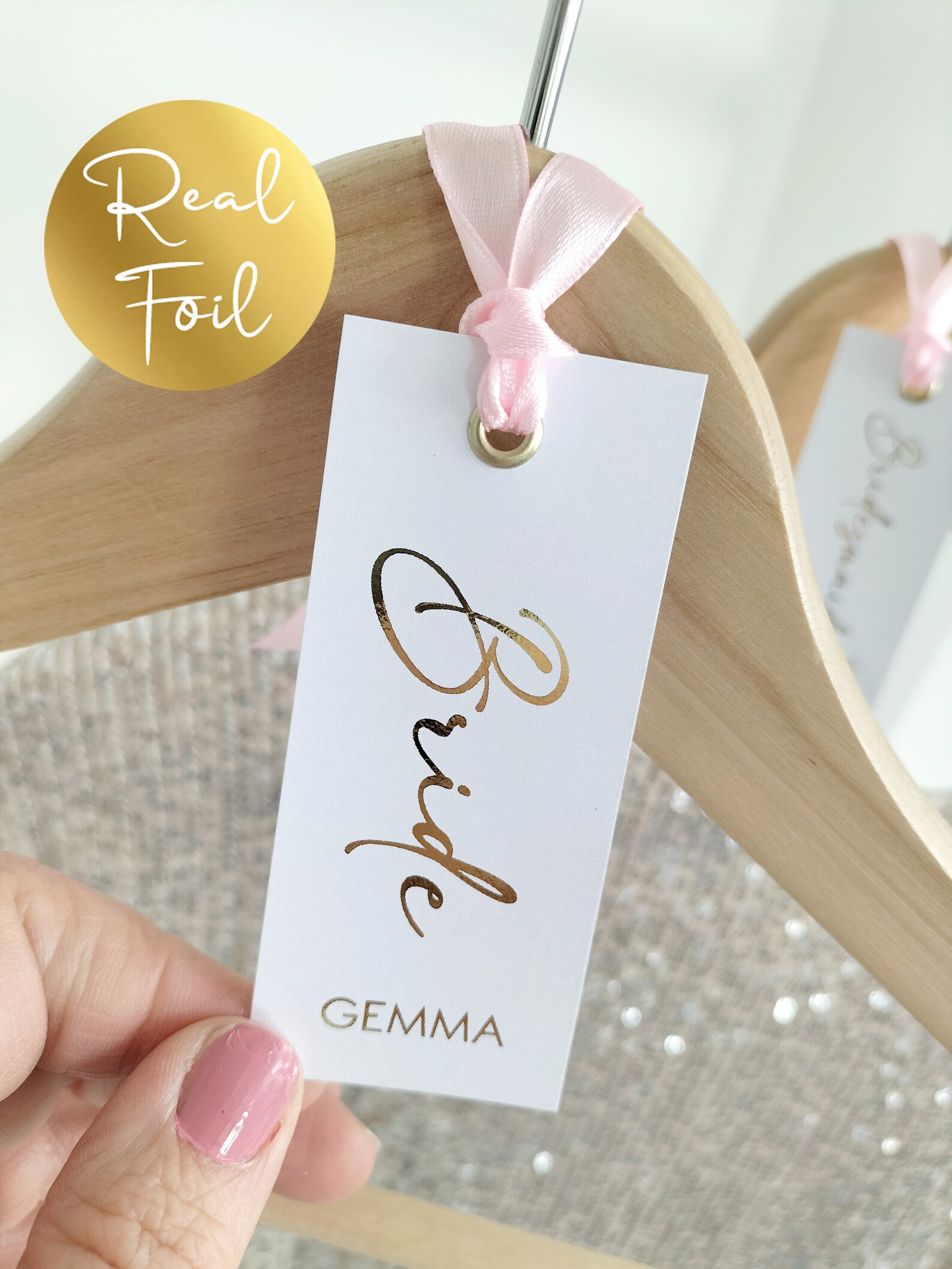 Hanger Tags for Wedding Personalised and Foiled. Bridal Party - Etsy UK