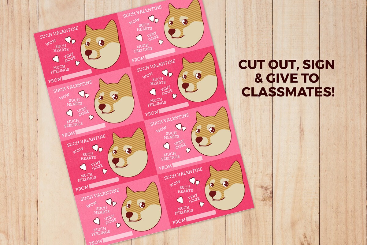 Printable Doge Classroom Valentines such Valentine Funny Valentine ...