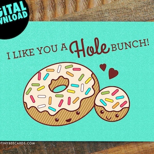 Printable Love Card "i Like You A Hole Bunch" - Printable Valentine ...