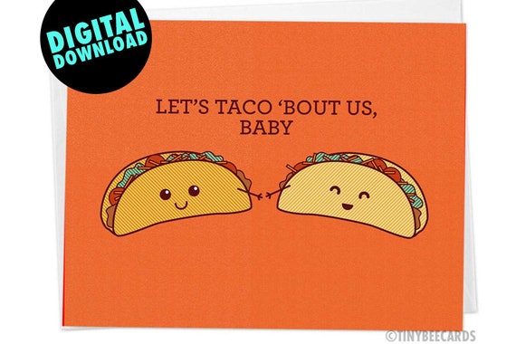 Funny Printable Taco Love Card Let's Taco Bout Us | Etsy