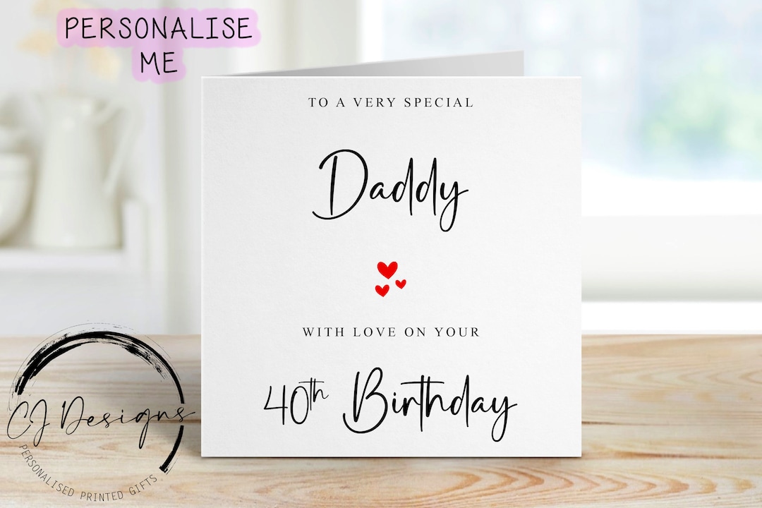 Personalised Daddy Birthday Card With Any Age- Heart Card for Him, 30th ...