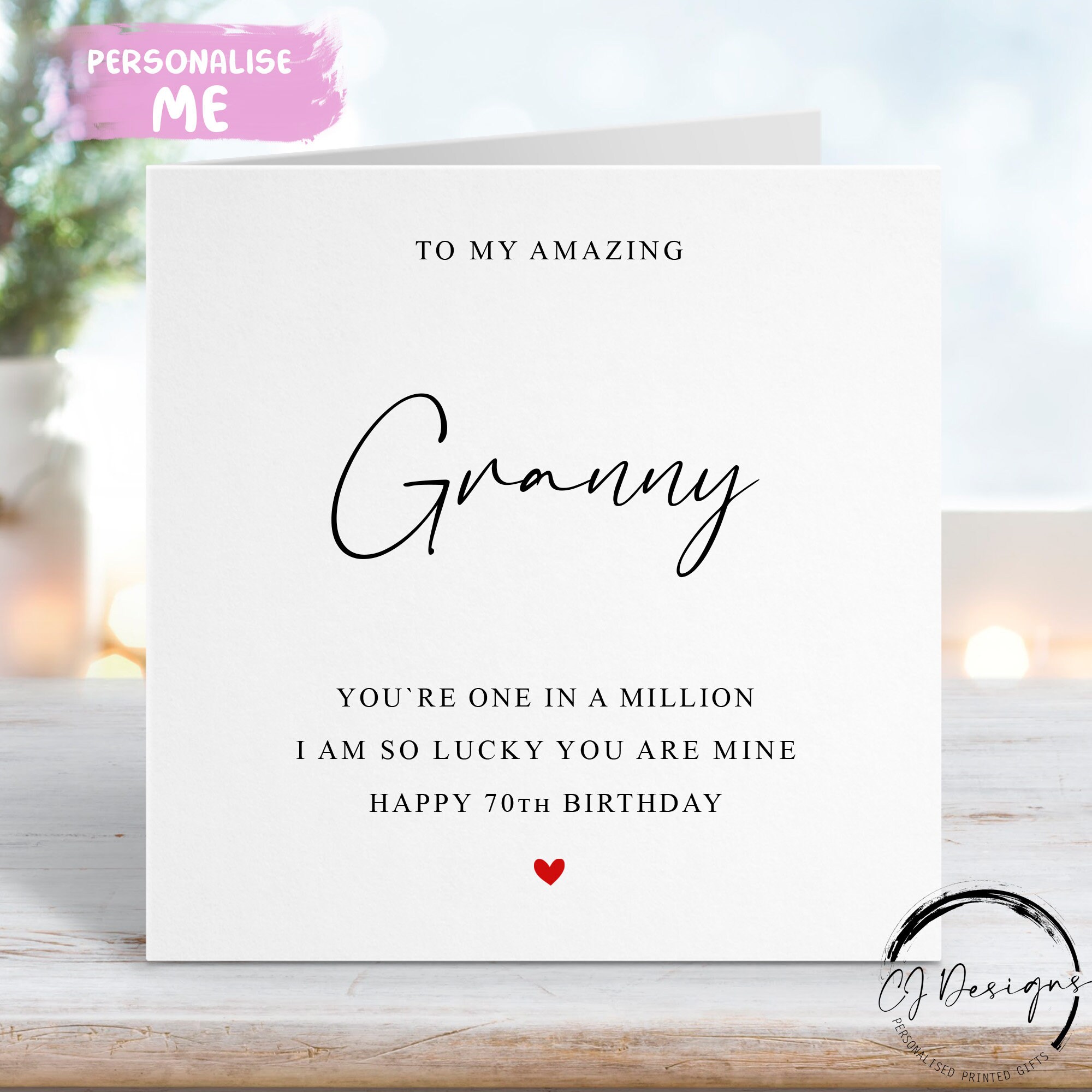 Personalised Granny Birthday Card, You Are One in A Million- Red Heart ...