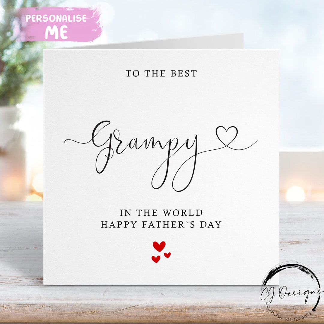 Grampy Fathers Day Card, Best Grampy in the World Heart Font & Red ...