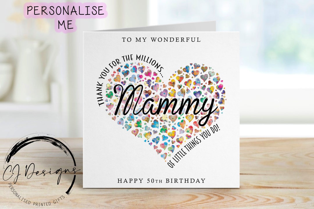 Birthday Card for Mammy -personalised Thank You for the Millions of ...