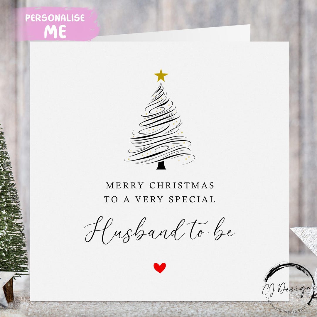 Husband to Be Christmas Card Line Art Minimal Christmas Tree Greeting ...