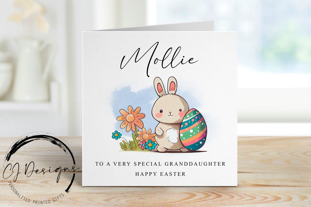 Personalised Granddaughter Easter Card With Name - Easter Bunny and ...