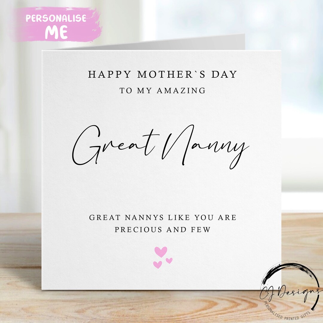 Great Nanny Mothers Day Card -precious & Few Quote With Any Wording ...