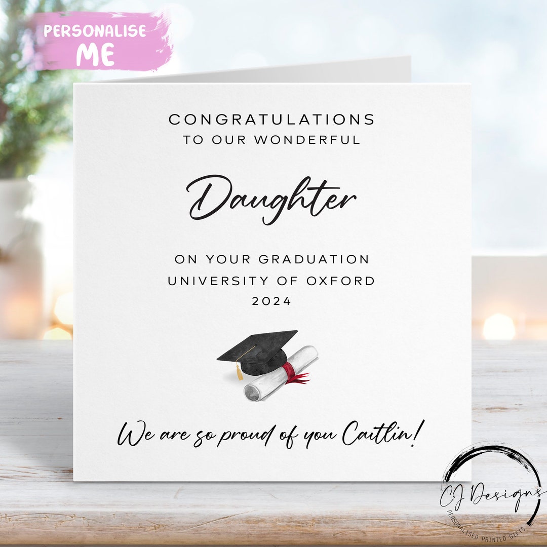 Personalised Daughter Graduation Card- With Cap and Scroll- to My/ to ...