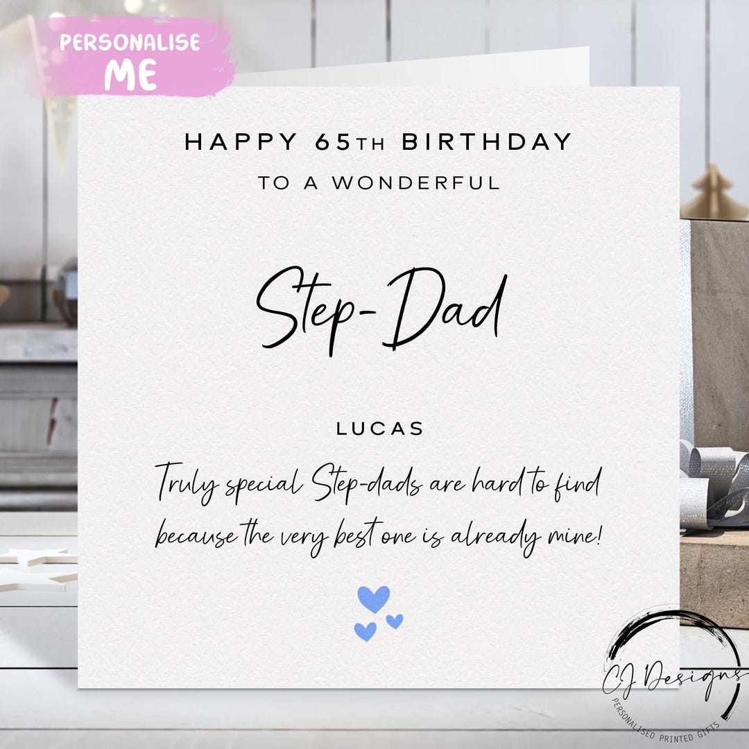 Personalised Step-dad Birthday Card, Truly Special- Blue Hearts ANY ...