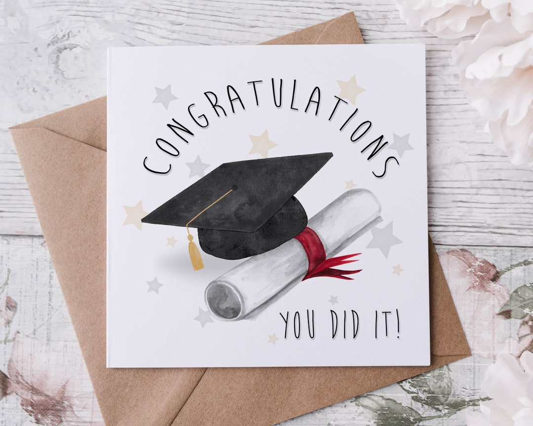 Congratulations You Did It Graduation Card With Cap & Scroll Large or ...