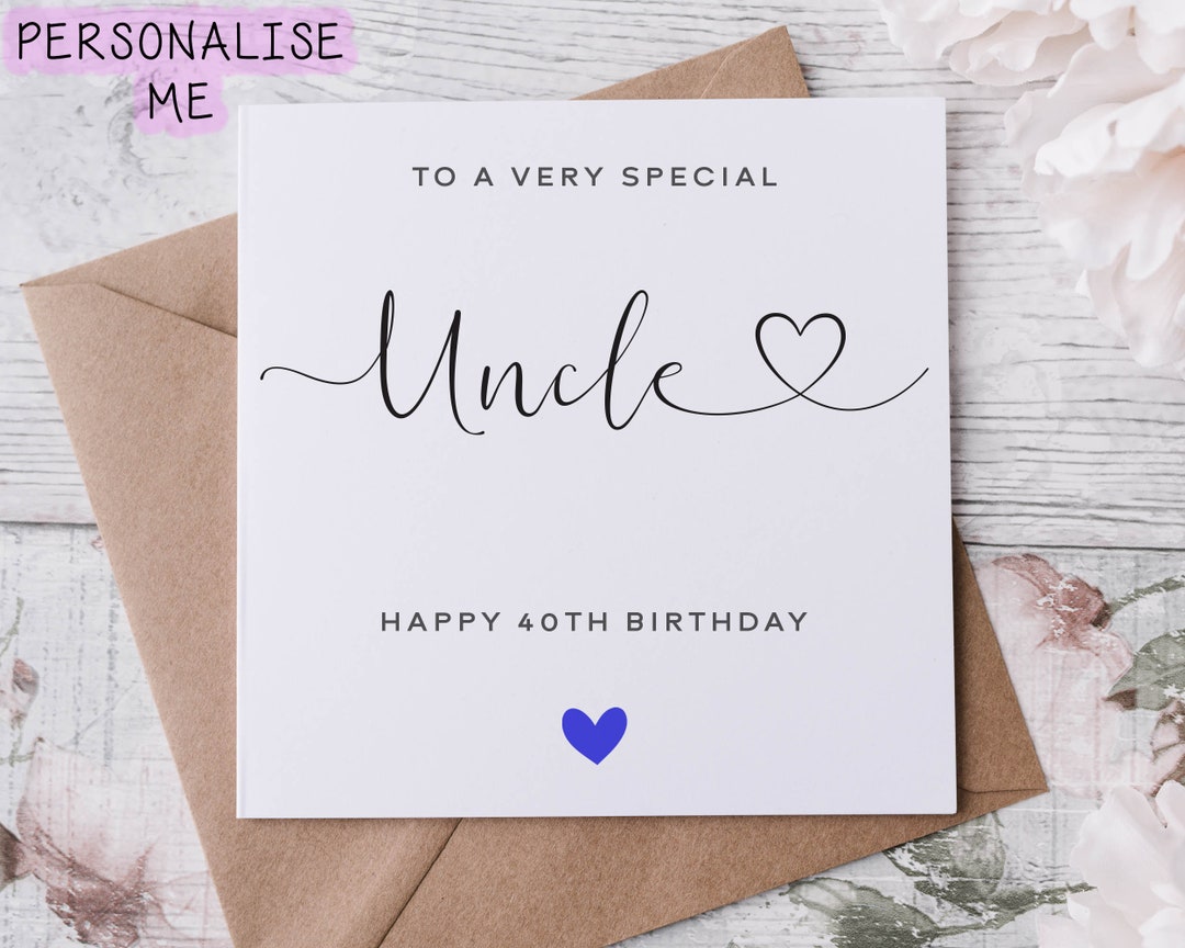 Personalised Uncle Birthday Card, Card for Him Any Age Special Relative ...