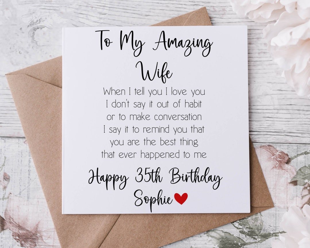 Personalised Wife Birthday Card, With Love Quote/ Poem to My Amazing ...