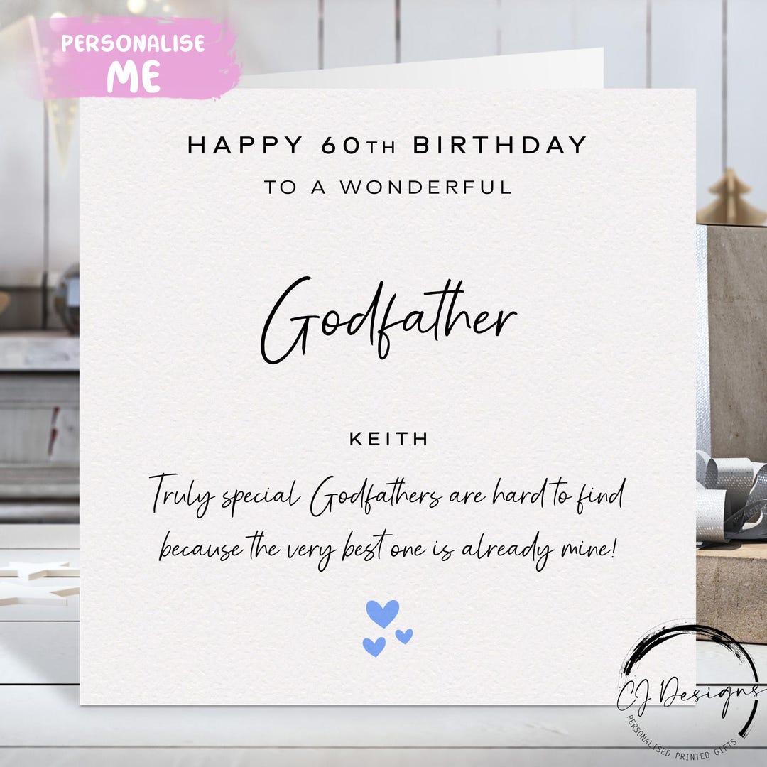 Birthday Card for Godfather, Personalised Blue Hearts Verse ANY AGE - Etsy