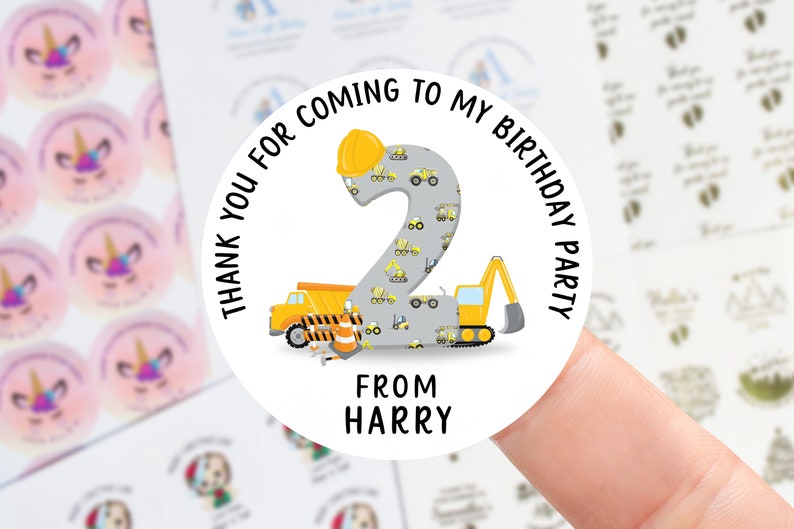 Personalised Birthday Stickers Boys Digger Construction Truck - Etsy