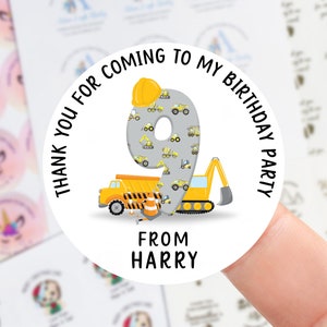 Personalised Birthday Stickers Boys Digger Construction Truck Name ...