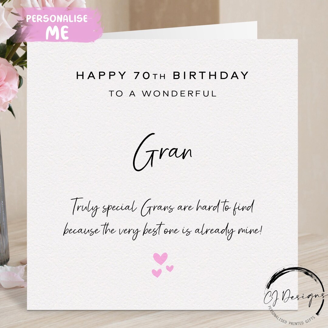 Gran Birthday Card, Truly Special- Pink Hearts ANY WORDING /AGE 40th ...