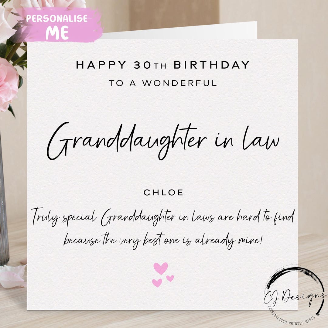 Personalised Granddaughter in Law Birthday Card, Truly Special- Pink ...